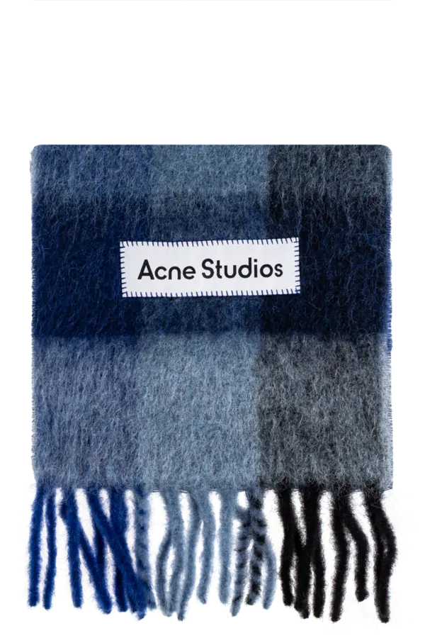 Acne Studios Scarf With Logo - Navy Blue