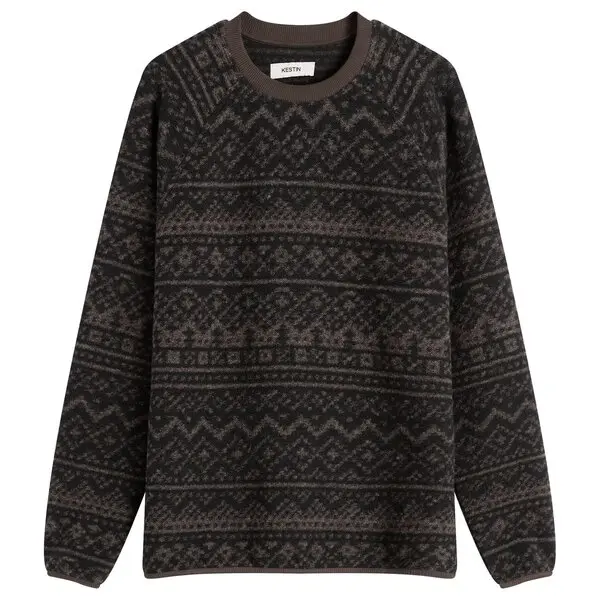 KESTIN Junction Knitted Fairisle Sweatshirt - Peat/black