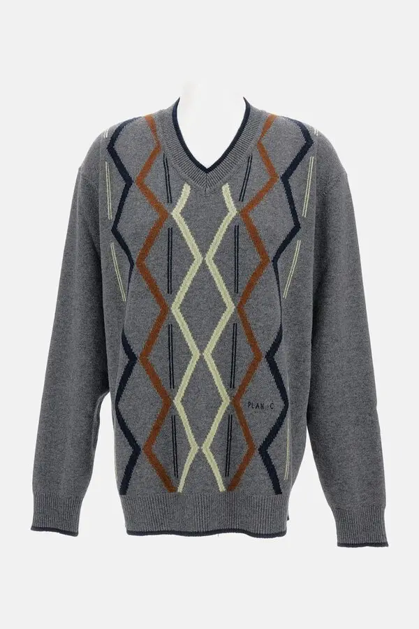 Plan C Geometric Intarsia Wool Blend Knitwear