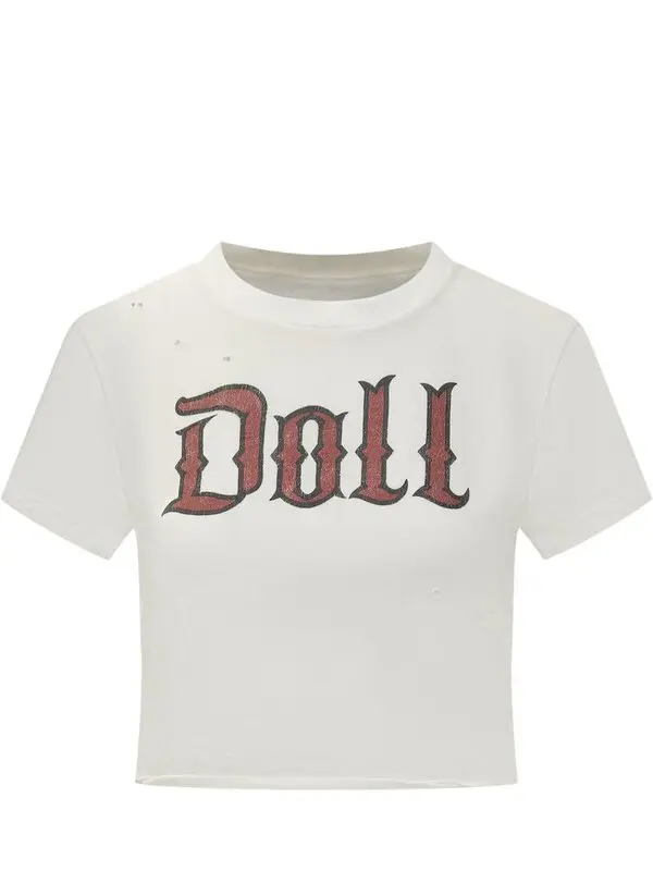 Dolce & Gabbana Crop T-shirt With Doll Print