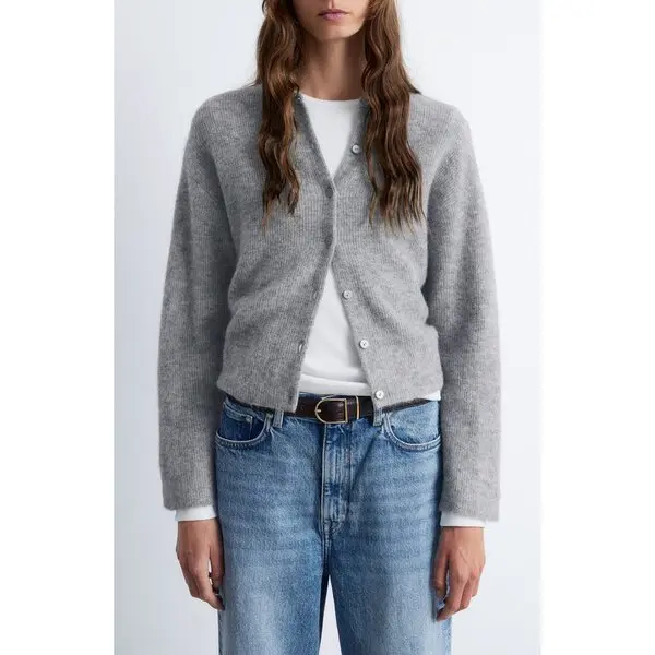 & Other Stories Alpaca And Wool-blend Cardigan - Grey Medium Dusty
