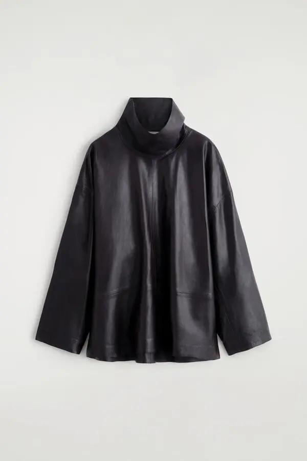 Cos Leather Funnel-neck Top