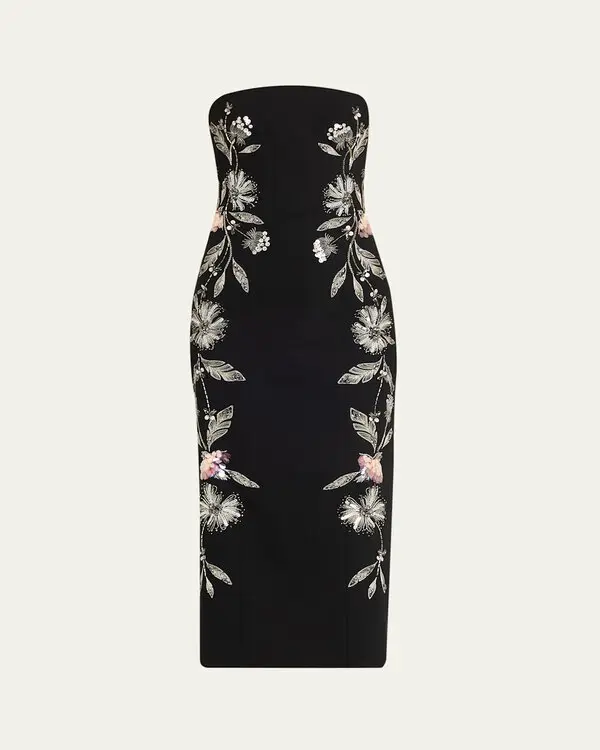 Cinq À Sept Floral Embellished Strapless Dress