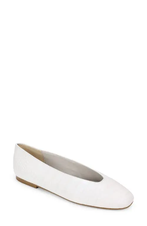 Yosi Samra Emerson Croc-embossed Leather Flats - Bone