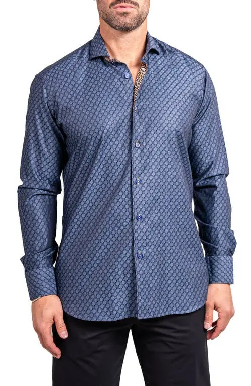 MACEOO Einstein Ascension Contemporary Fit Button-up Shirt - Blue
