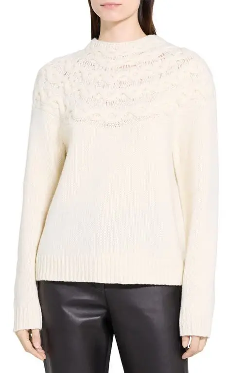 Theory Cable Stitch Yoke Wool & Cashmere Sweater