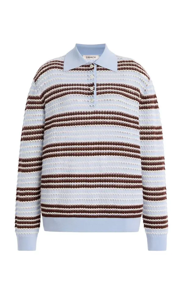 ZANKOV Ryan Pointelle Striped Wool Top - Multi
