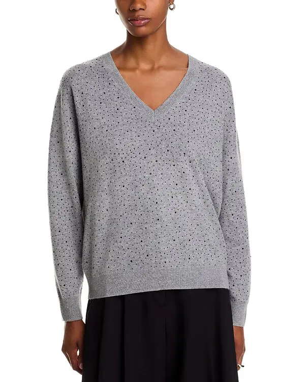 Bloomingdale'S V-neck Cashmere Sweater With Crystal Detail