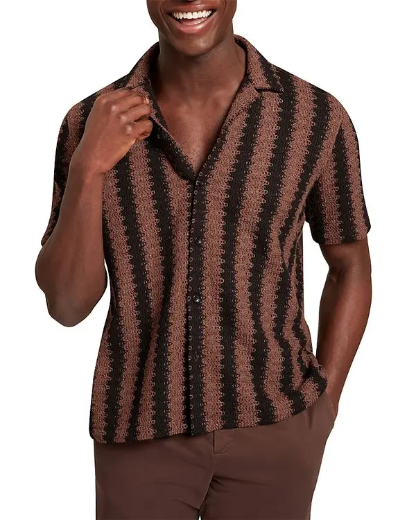 Ted Baker London Monier Textured Stripe Relaxed Crochet Shirt