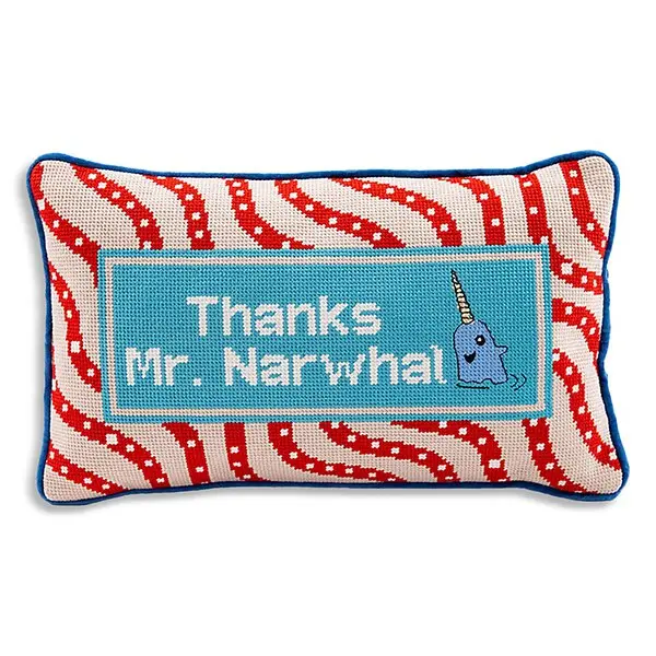 FURBISH Narwhal Needlepoint Pillow