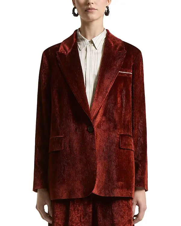 Peserico Velour Blazer - Rust Red