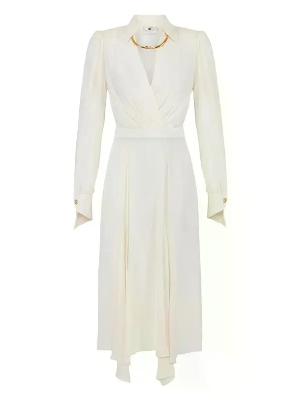 Elisabetta Franchi Pleated Midi Dress - Neutrals