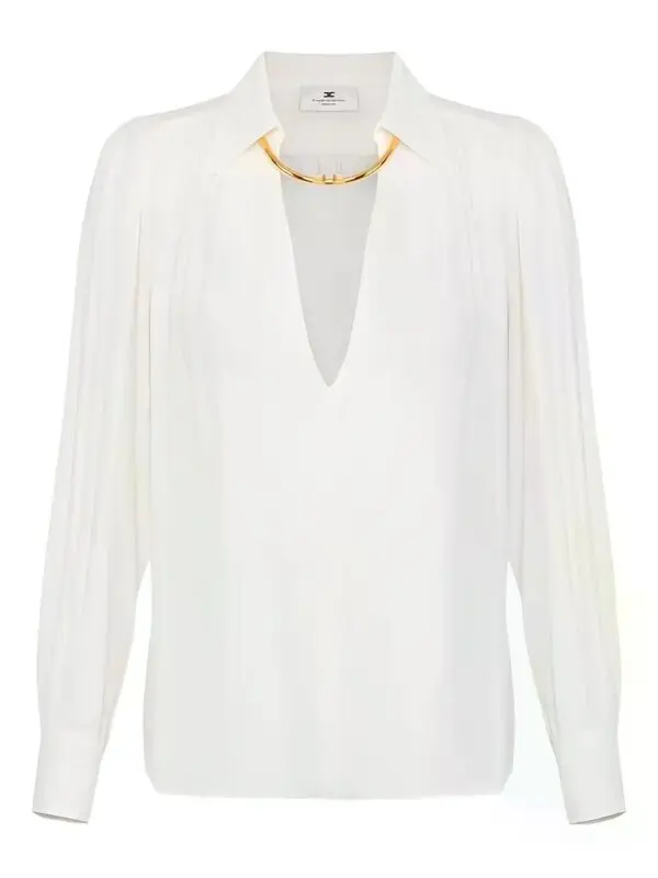 Elisabetta Franchi Jewel-detail Georgette Blouse - Neutrals