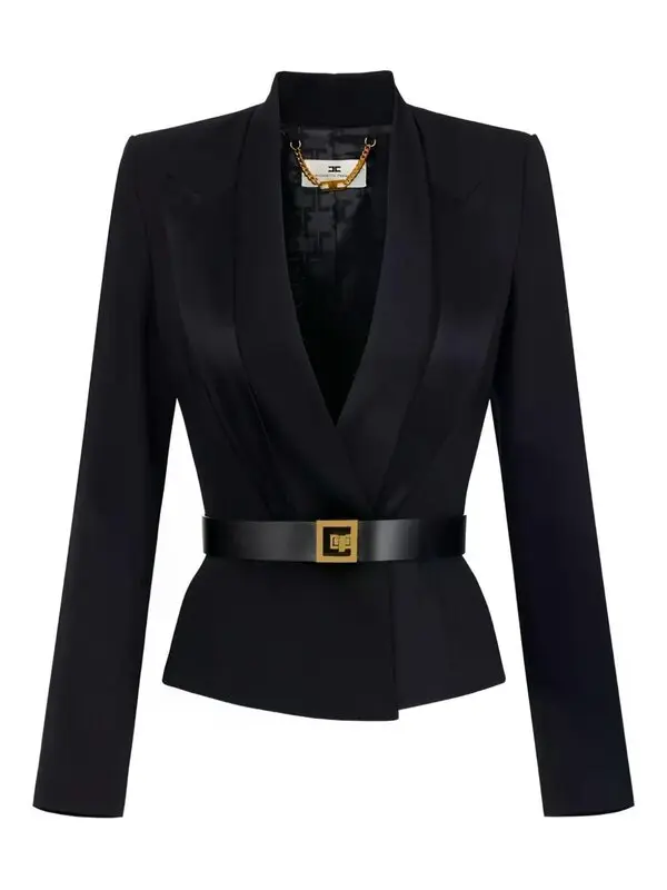 Elisabetta Franchi Satin-lapel Belted Blazer