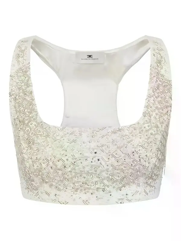 Elisabetta Franchi Crystal Embroidered Racerback Top