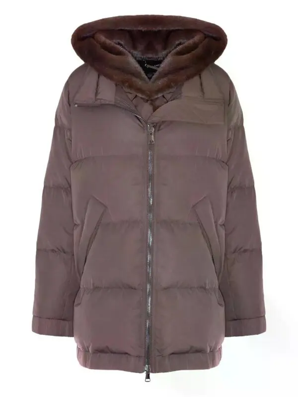 LOU ANDREA Hooded Quilted Goose Down Jacket