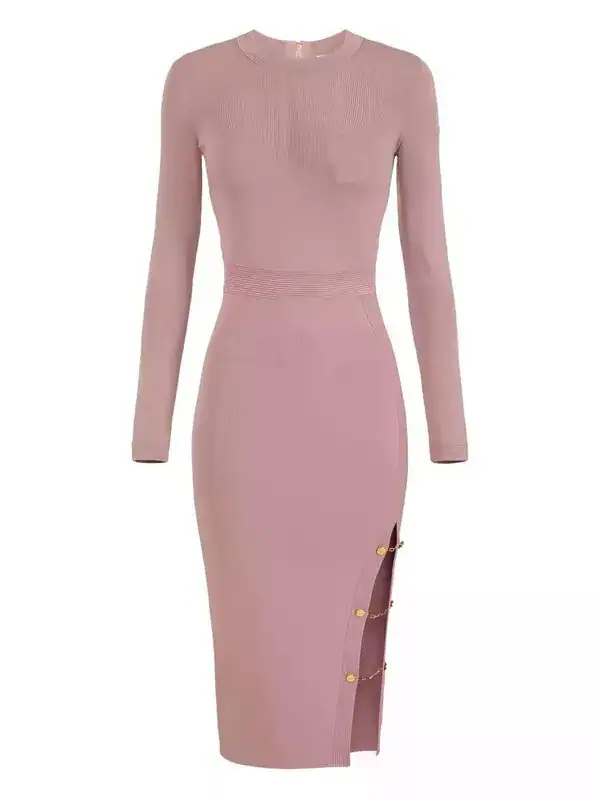 Elisabetta Franchi Ribbed-Detail Midi Knit Dress In Pink - 50% Off |  Editorialist
