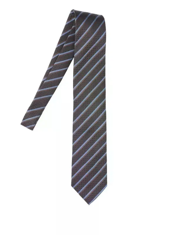 Zegna Striped Silk Tie - Brown