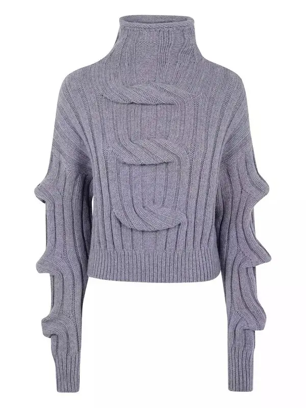 MRZ Ribbed High-neck Wool Sweater - Grey