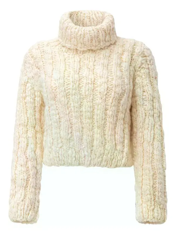 Chloé Cable-knit Turtleneck Sweater - White
