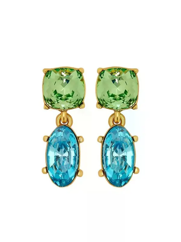 Oscar De La Renta Double-crystal Drop Earrings - Gold
