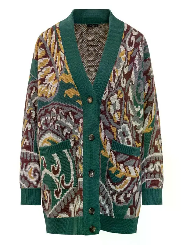 Etro Paisley-motif Pocket Cardigan - Green