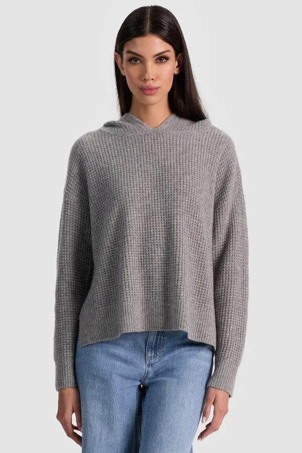 Alice + Olivia Emmanuelle Cashmere Waffle Knit Hoodie