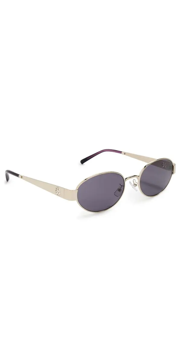 Tory Burch Sunglasses With Oval Frame - Shiny Light Gold