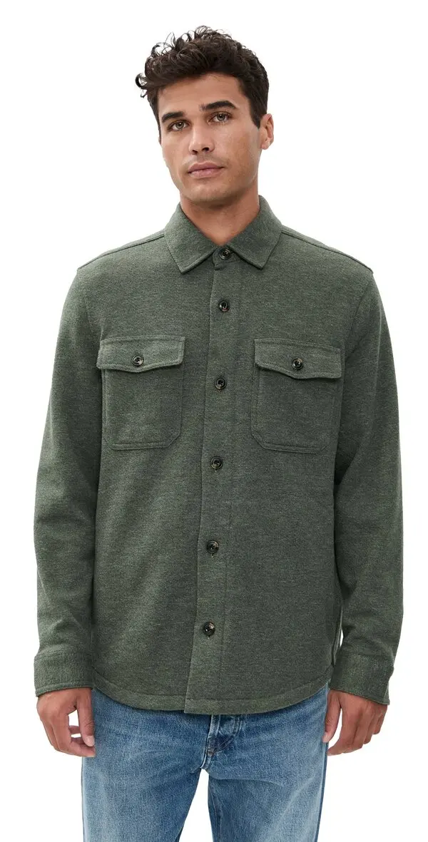 Faherty Brand Inlet Knit Cpo Shirt - Olive Leaf Melange
