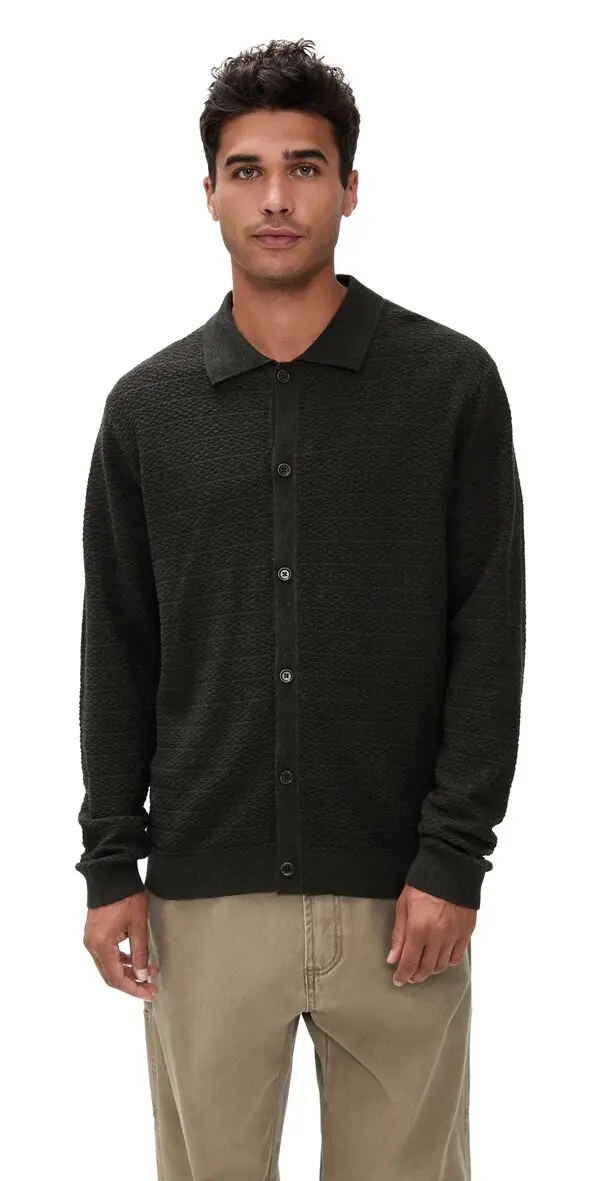 Nn07 Navi Cotton Button-up Sweater - Dark Army