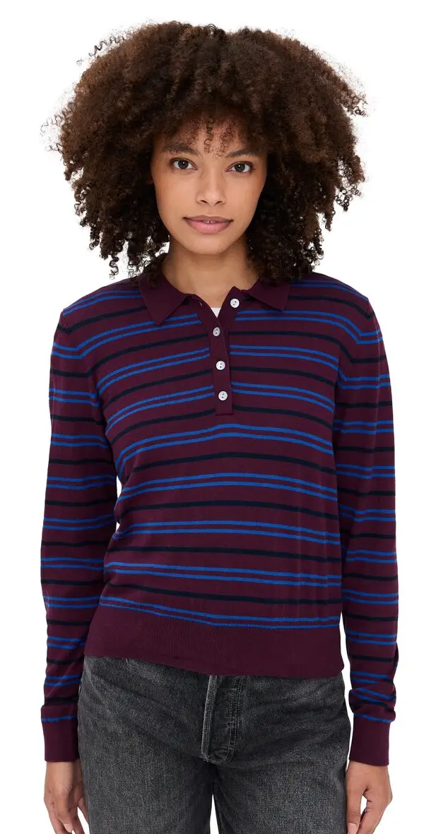 PISTOLA Collared Striped Top