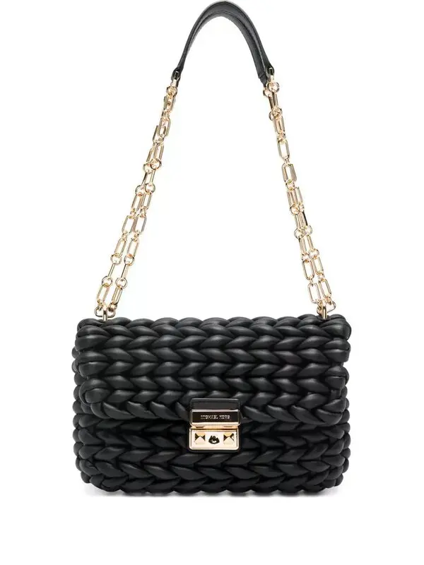 Michael Kors Braided-leather Satchel With Chain Strap