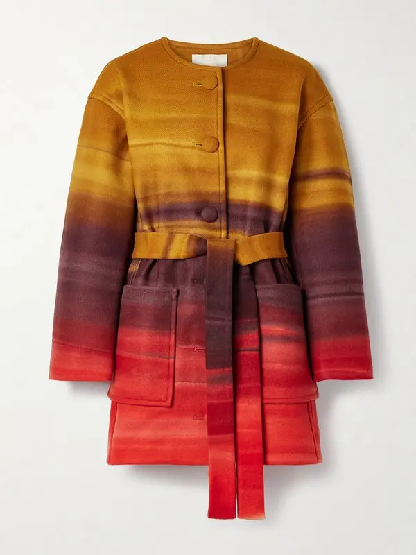 Ulla Johnson Ambrose Oversized Belted Ombré Wool-blend Felt Coat - Multi