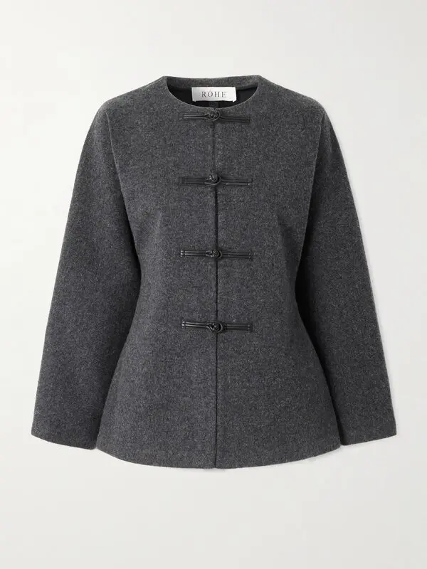 RÓHE Leather-trimmed Wool Cardigan