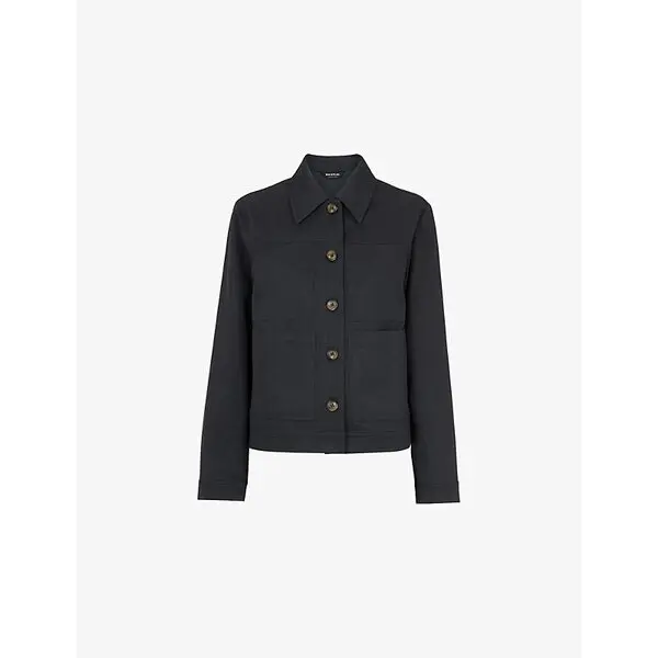 Whistles Mia Patch-pocket Cotton And Lyocell-blend Jacket - Barely Black