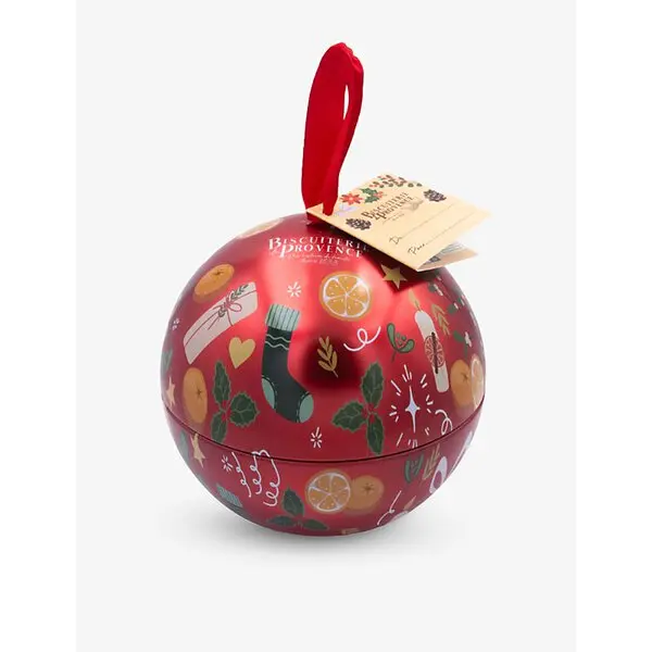 PANTRY Biscuiterie De Provence Festive Globe Tin With Organic Almond & Cinnamon Sablés 80g