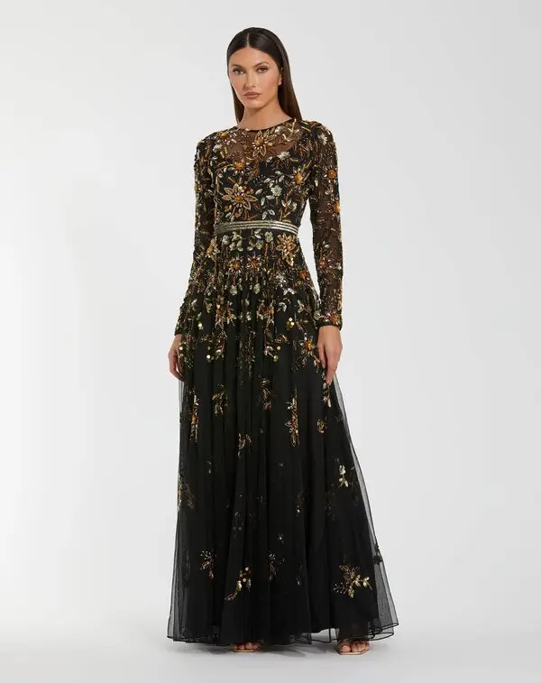 Mac Duggal Hand-embellished A-line Maxi Gown