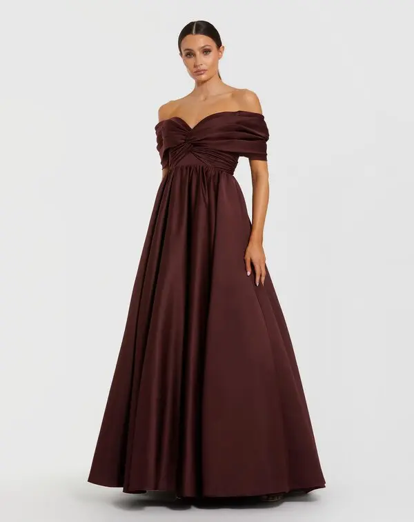 Mac Duggal Off-the-shoulder Satin Ball Gown