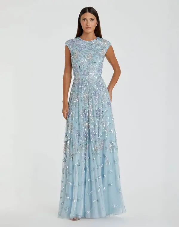 Mac Duggal Sequined A-line Maxi Gown