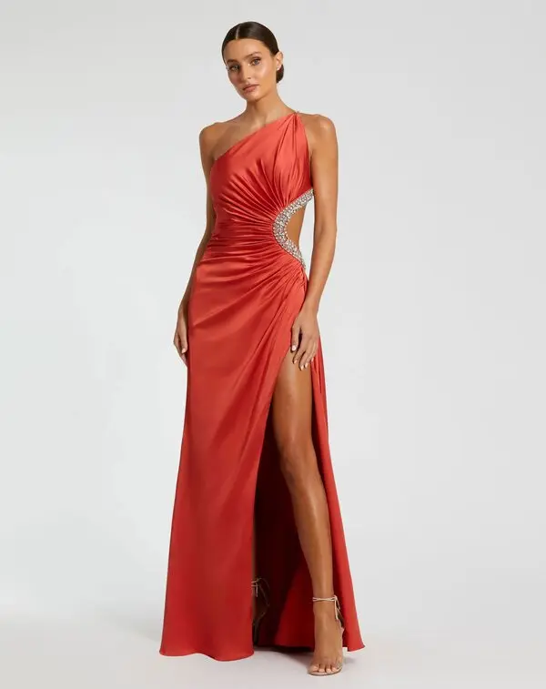Mac Duggal Jewel-embellished Side Cut-out A-line Maxi Gown