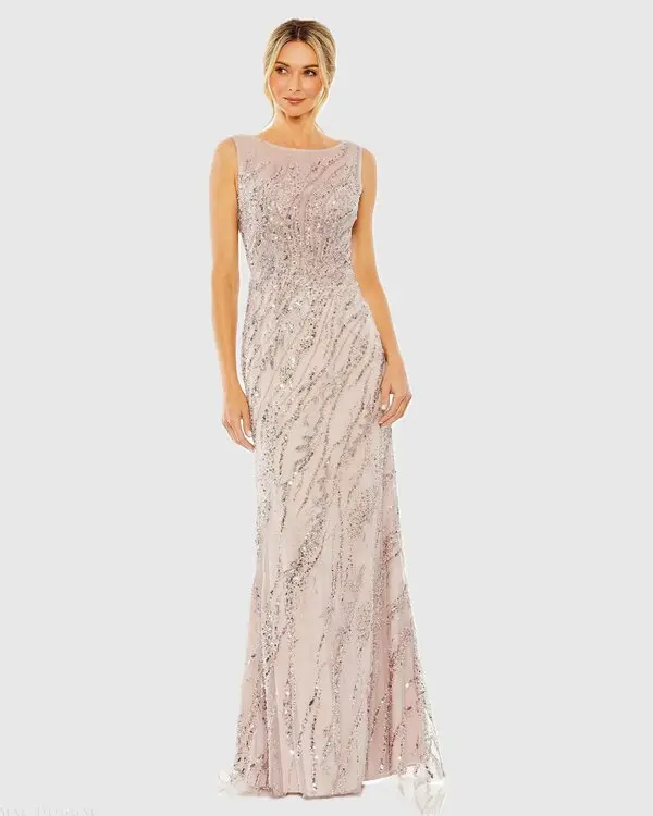 Mac Duggal Embellished Boat Neck Maxi Gown