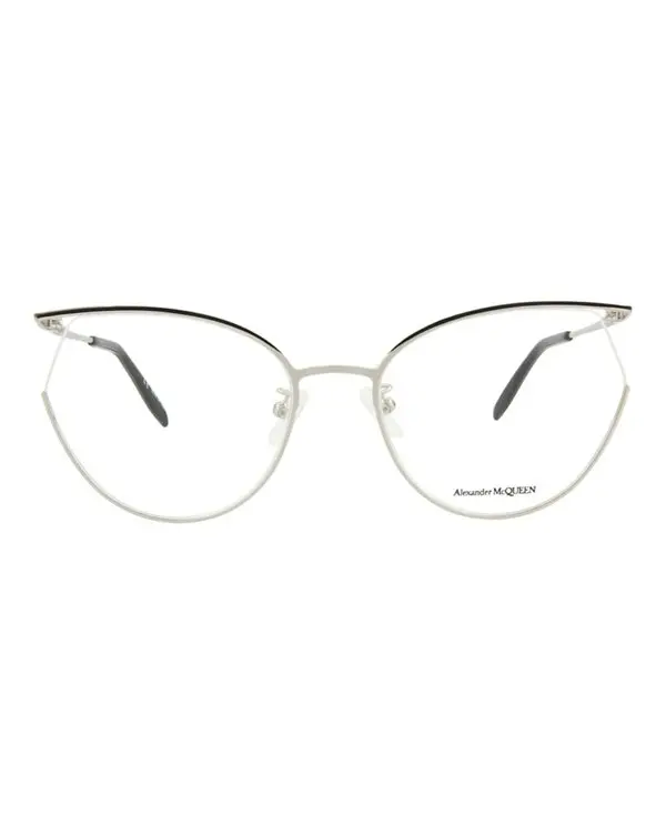 Alexander McQueen Cat Eye Metal Optical Frames - Silver Silver Transparent (am0256o/30008656/002)