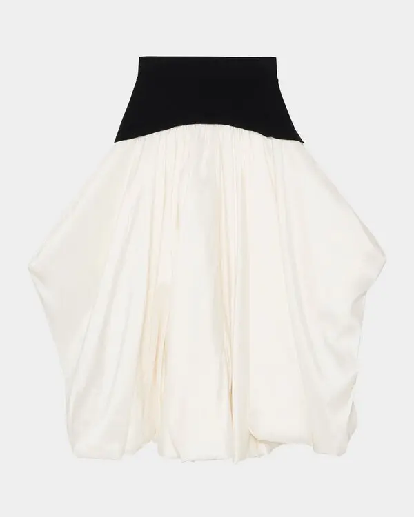 Simkhai Corinn Bubble Taffeta Midi Skirt - Blkpat