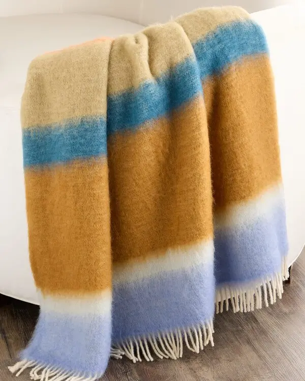 MANTAS EZCARAY Matisse Mohair & Wool Throw, 51" X 79 - Bluorg