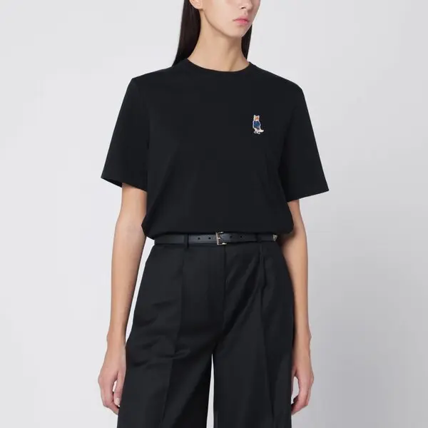 Maison Kitsuné T-shirt With Logo Patch - Black