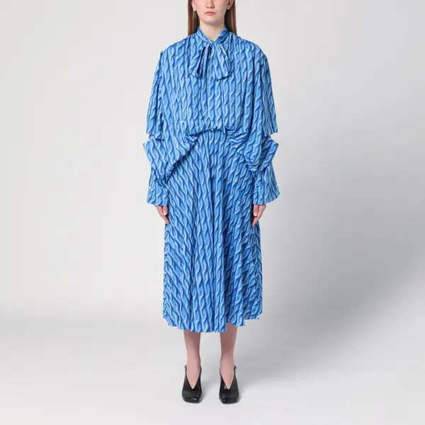 Balenciaga Printed Midi Dress With Bow