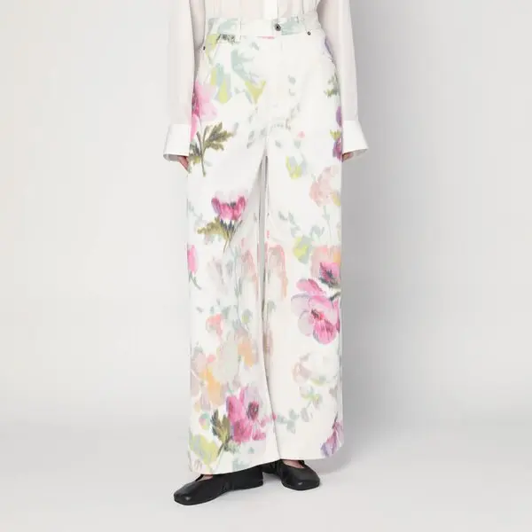Loewe Floral Print Wide Leg Jeans