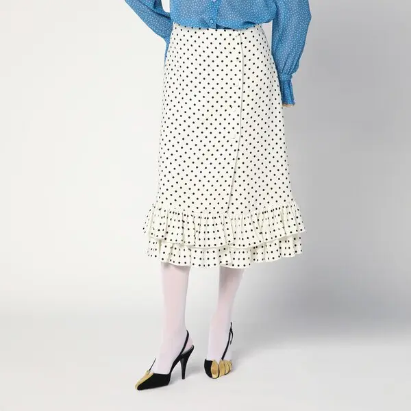Valentino Garavani Polka-dot Skirt With Ruffle Hem