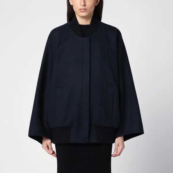 Max Mara Cashmere Cape Bomber Jacket - Blue