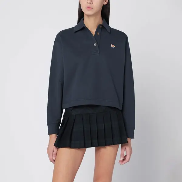 Maison Kitsuné Logo Patch Polo Sweatshirt - Blue